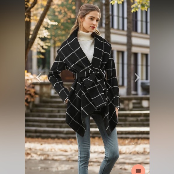 Chicwish | Jackets & Coats | Chicwish Black And White Plaid Jacket ...